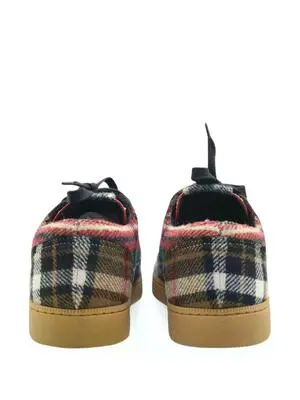 Loewe Plaid Leather-trim Sneakers