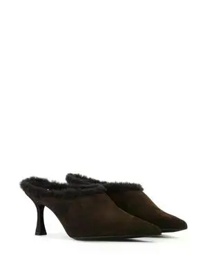 GUGLIELMO ROTTA Shearling-trim Suede Mules