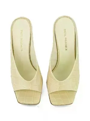 PAUL WARMER Crocodile-embossed Leather Mules