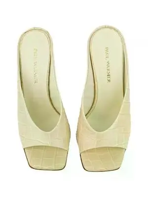 PAUL WARMER Crocodile-embossed Leather Mules