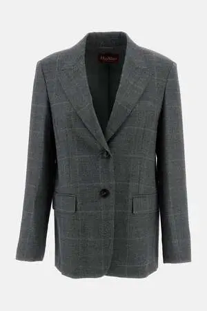 Max Mara Single-breasted Wool Flannel Blazer With Belt - Multicolor