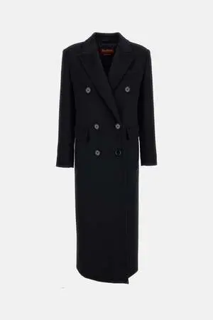 MAX MARA STUDIO Long Double-breasted Pure Wool Coat - Multicolor