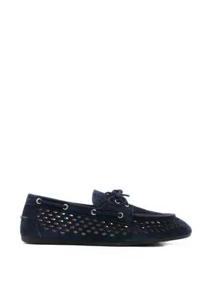 TORAL SHOES Karmel Perforated Suede Boat Shoes - Blue