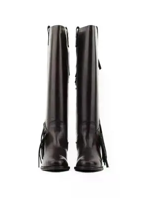 PAUL WARMER Fringe-trim Leather Boots