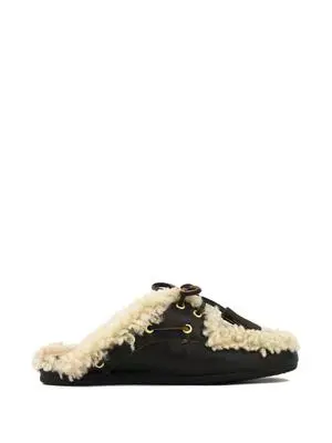 TORAL SHOES Killian Shearling-trim Tassel Mules - Brown