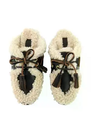 TORAL SHOES Killian Shearling-trim Tassel Mules