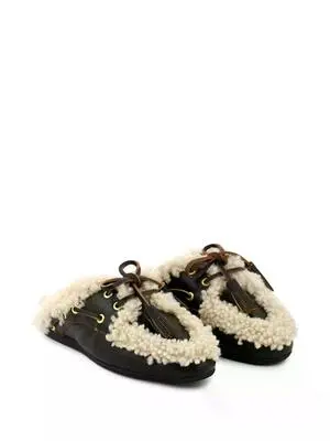 TORAL SHOES Killian Shearling-trim Tassel Mules