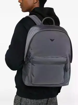 Emporio Armani Logo-plaque Zip-fastening Backpack - Grey