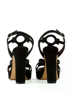 PAUL WARMER Suede Platform Sandals - Brown