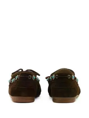 POSA Embellished Suede Loafers