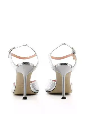 MOROBÉ Mimi Snakeskin-effect Logo-plaque Sandals