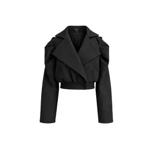 AVENUE N°29 Gathered Raglan Sleeve Oversized Wool Jacket - Grey