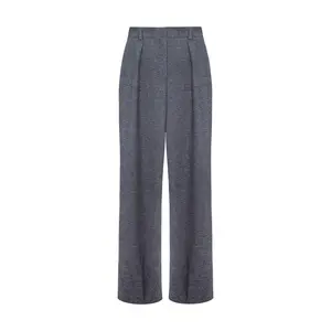 AVENUE N°29 Wool Pleated Long Trousers - Grey