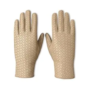 LONDON ATELIER BYPRODUCT Neutrals Beige Woven Leather Short Gloves