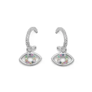WITH LOVE DARLING Rainbow Eye Hoops - Silver