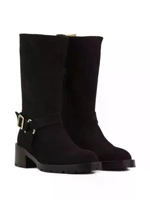 PAUL WARMER Biker Buckle-detail Suede Boots