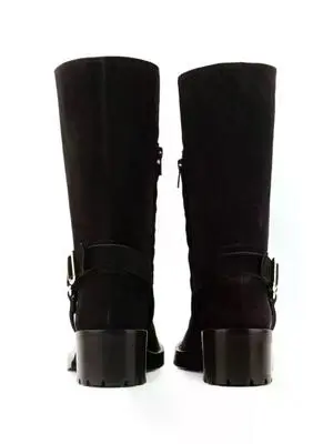 PAUL WARMER Biker Buckle-detail Suede Boots