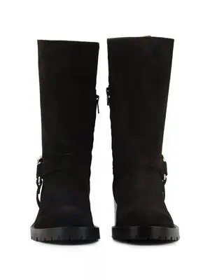 PAUL WARMER Biker Buckle-detail Suede Boots