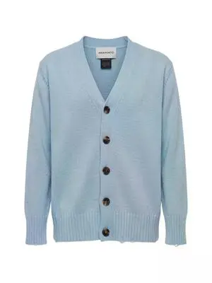 AMARANTO Distressed V-neck Cardigan - Blue