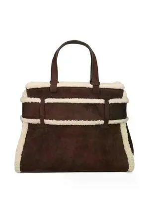 Armani Exchange Shearling-trim Logo-plaque Tote Bag