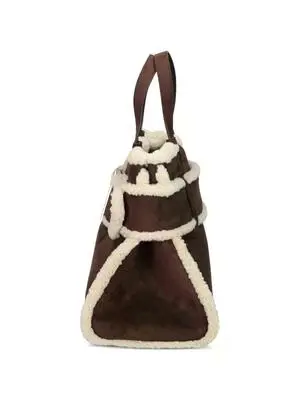 Armani Exchange Shearling-trim Logo-plaque Tote Bag