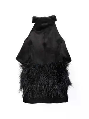 Vaquera Feather-trim Bow-detail Dress