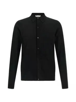 LARMERI STUDIO Button-up Long-sleeve Polo Shirt - Black