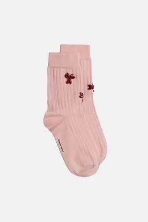 Simone Rocha Merino Silk Ankle Socks With Emb - Multicolor