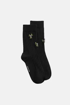 Simone Rocha Merino Silk Ankle Socks With Emb - Multicolor