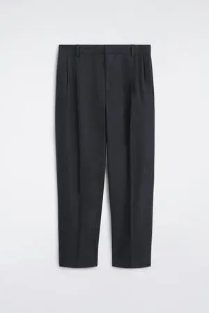 COS Pleated Wool Relaxed-fit Straight-leg Pants - Navy