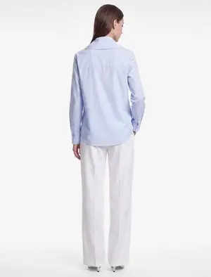 KOTON Long Sleeve Oversized Peter Pan Collar Shirt With Self-tie Detail