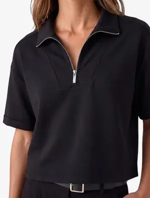 KOTON Regular Fit Modal Blend Short Sleeve Half Zip Polo T-shirt