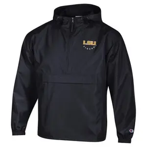 Champion Lsu Tigers Packable Hooded Windbreaker Half-zip Jacket