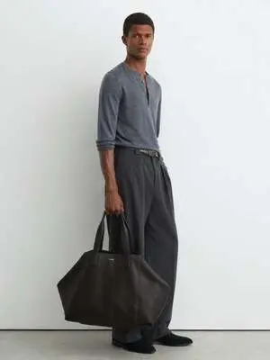 REISS Weybourne Grained Leather Large Tote Bag