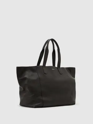 REISS Weybourne Grained Leather Large Tote Bag
