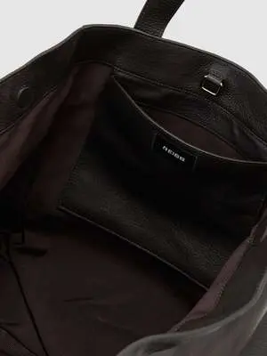 REISS Weybourne Grained Leather Large Tote Bag