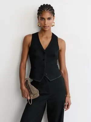 REISS Dakota Wool-blend Tailored Tuxedo Waistcoat