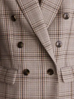 REISS Bella Wool-blend Woven-check Double-breasted Blazer