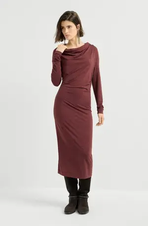 Brunello Cucinelli Techno Wool Jersey Dress With Draping And Monili