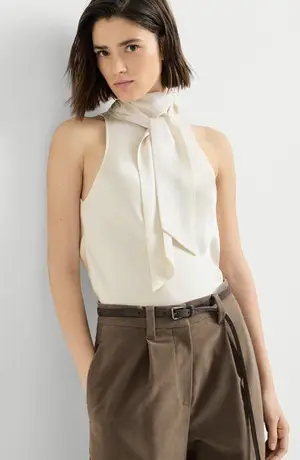 Brunello Cucinelli Silk Satin Top With Monili