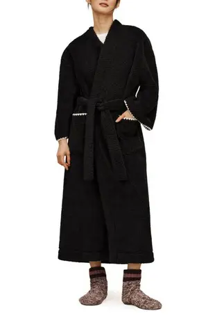 UGG Linet Oversized Plush Fleece Robe - Black