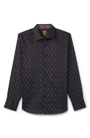 Robert Graham Fighting Chance Long Sleeve Stretch Cotton Shirt - Black