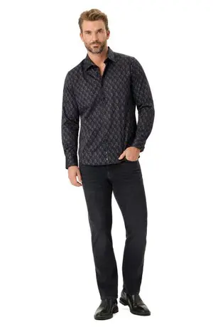 Robert Graham Fighting Chance Long Sleeve Stretch Cotton Shirt - Black