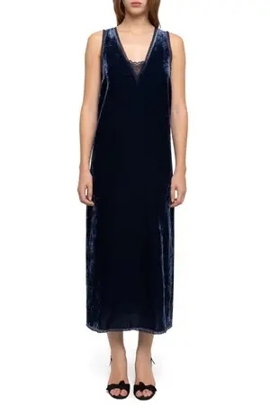 Zadig&Voltaire Renzo Lace Detail Velvet Dress - Marine