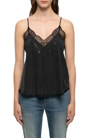 ZADIG & VOLTAIRE Christy Silk Strass Paisley Camisole - Black