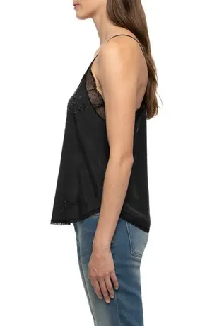 ZADIG & VOLTAIRE Christy Silk Strass Paisley Camisole