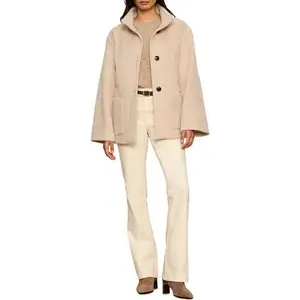 SANCTUARY Belted Brushed Coat - Bone