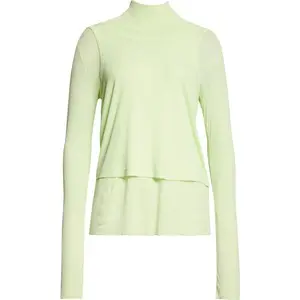 MELITTA BAUMEISTER Double Layer Cotton Turtleneck Top - Soft Lime