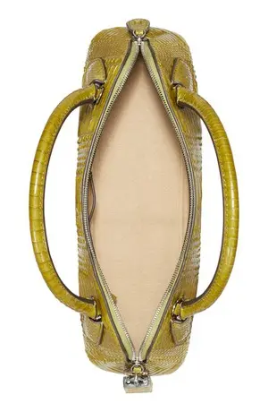 Tory Burch Lock Snake Top Handle Leather Bag