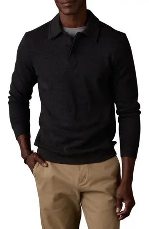 THE NORMAL BRAND Puremeso Fleece Polo Sweater Phantom